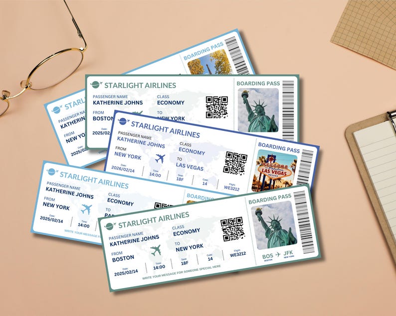 Editable Boarding Pass Canva Template, Printable Airplane Ticket ...