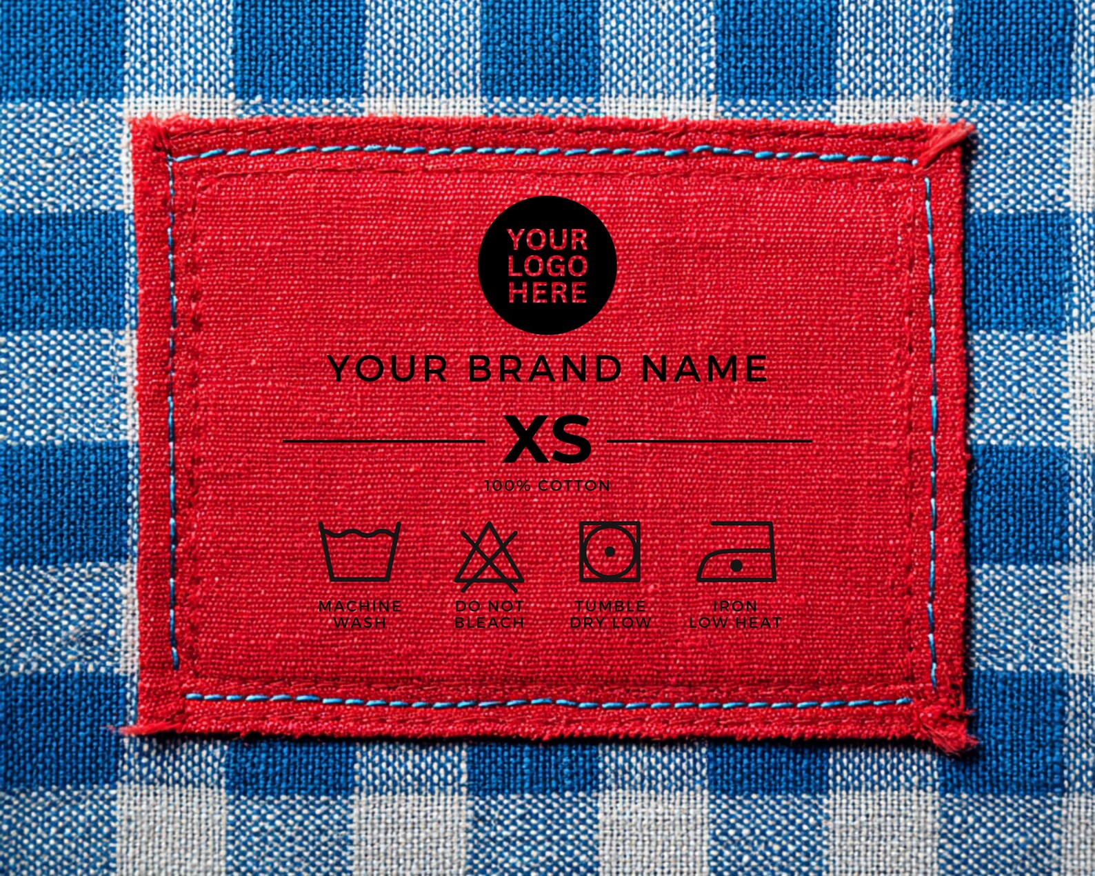 Editable Clothing Logo Brand Tag Bundle, Shirt Label DIY Care Icons PNG ...