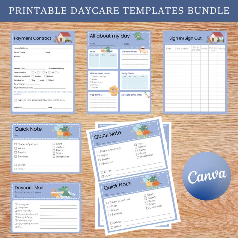 Daycare Forms Document Bundle, Printable Teacher Home Mail Note ...