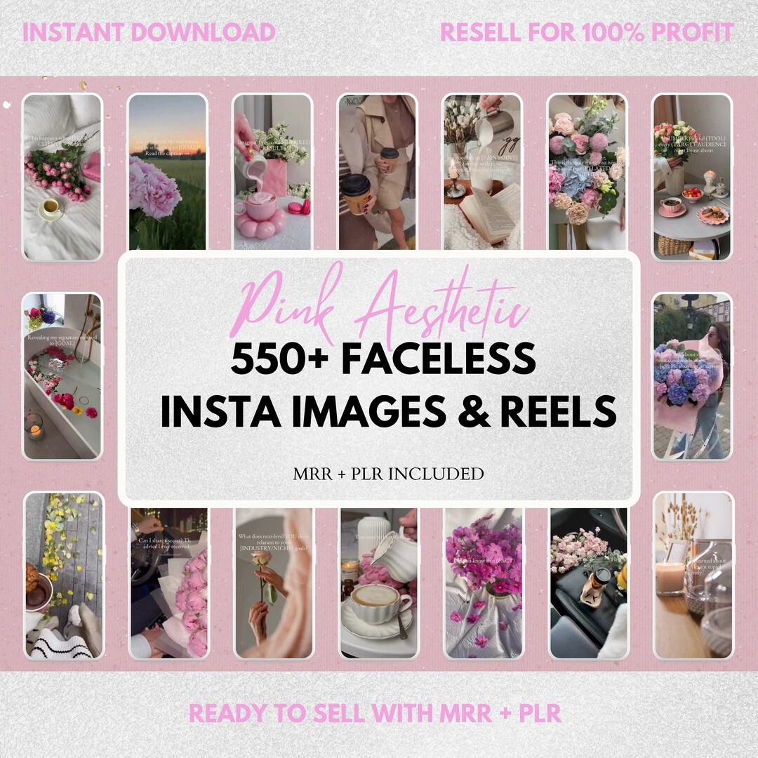 550 Pink Aesthetic Faceless Reels, Pink MRR Photo Post, Faceless ...