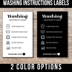 Ready to Print Washing Instructions Card, Clothing Care Small Business ...
