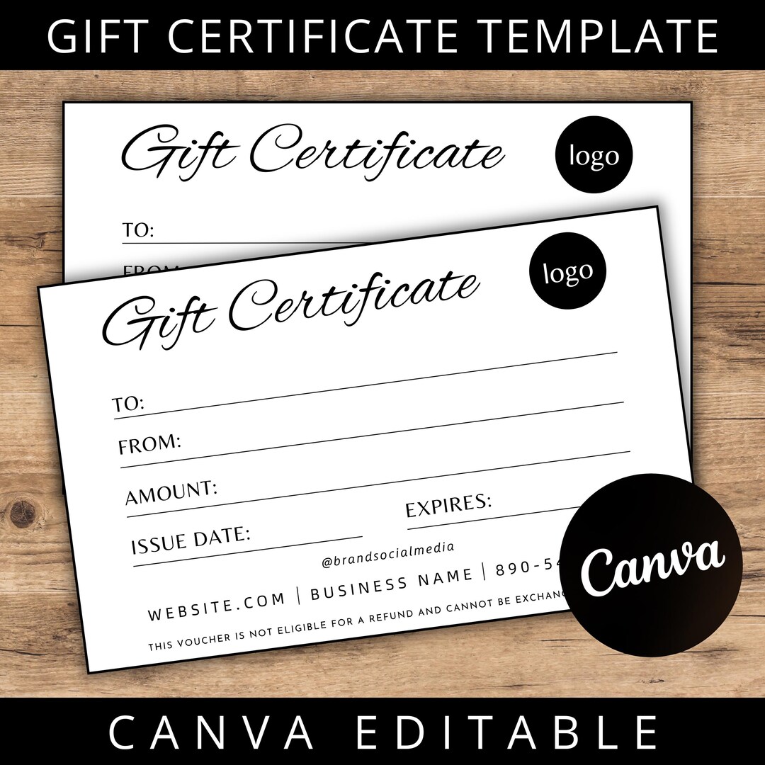 Editable Gift Certificate Template, Minimalist Discount Voucher, DIY ...
