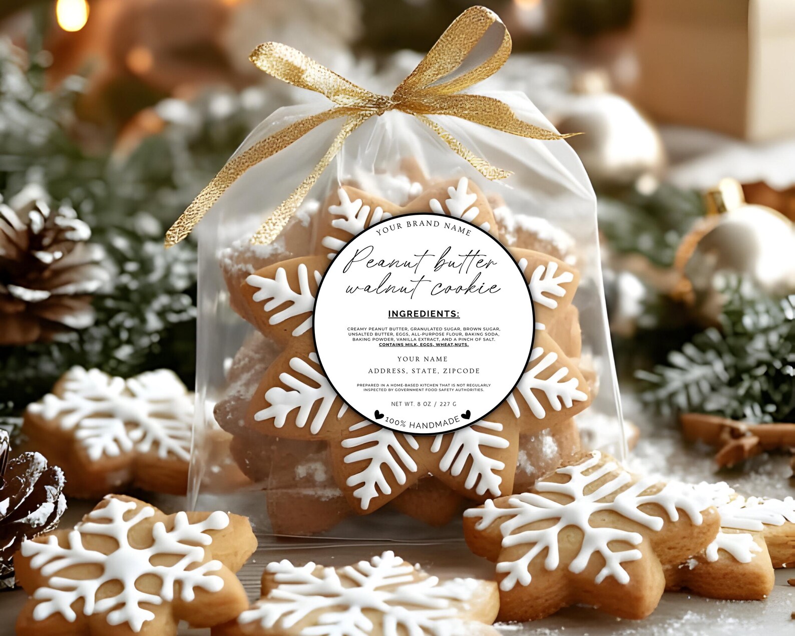 Editable Cottage Food Label, DIY Bakery Kitchen Ingredients Sticker Tag ...