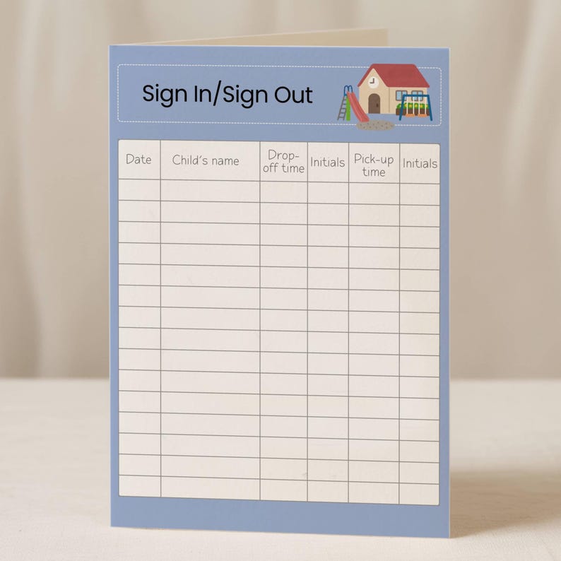 Daycare Sign in Out Sheet, Printable Preschool VPK Prek Attendance List ...