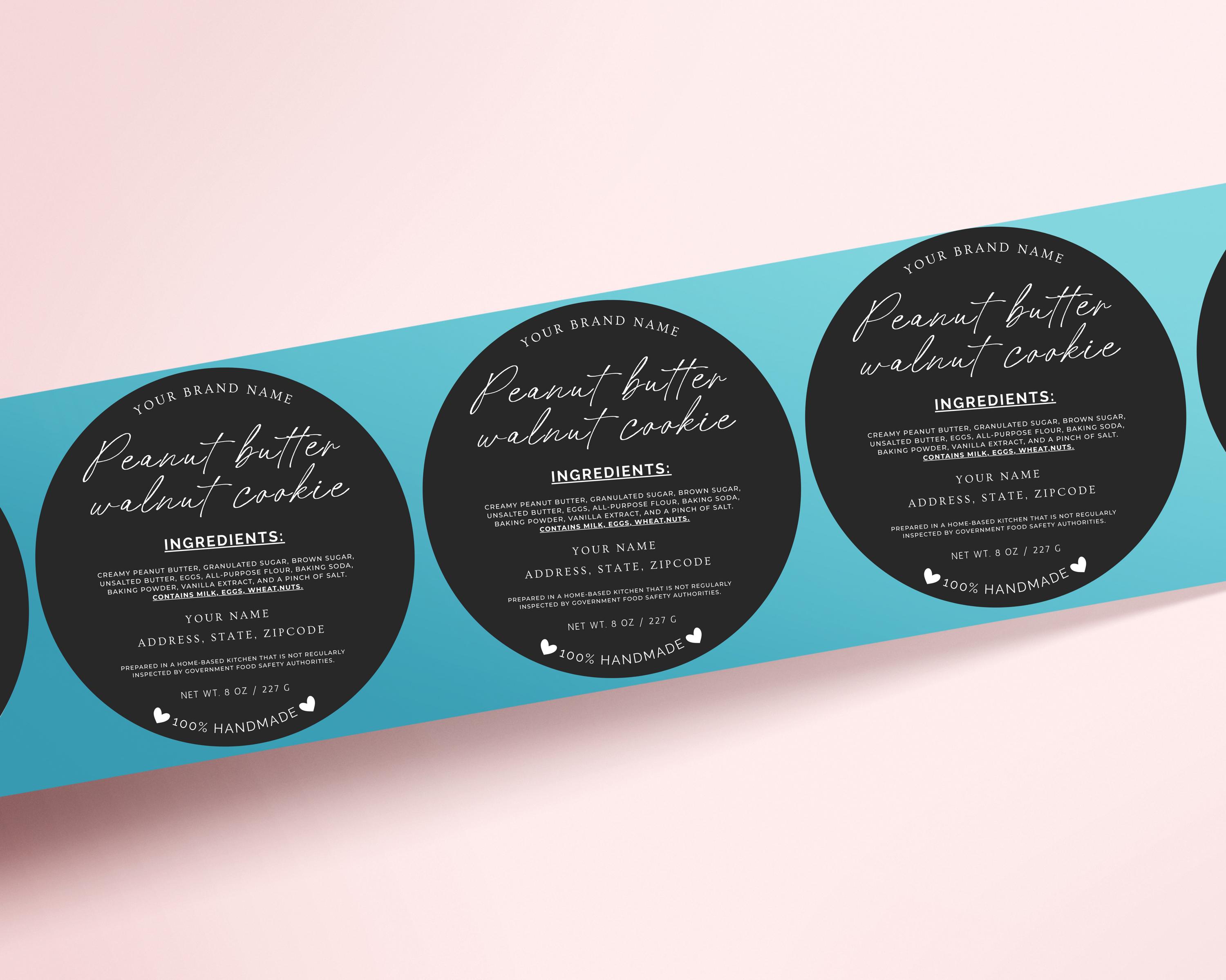 Editable Cottage Food Label, DIY Bakery Kitchen Ingredients Sticker Tag ...