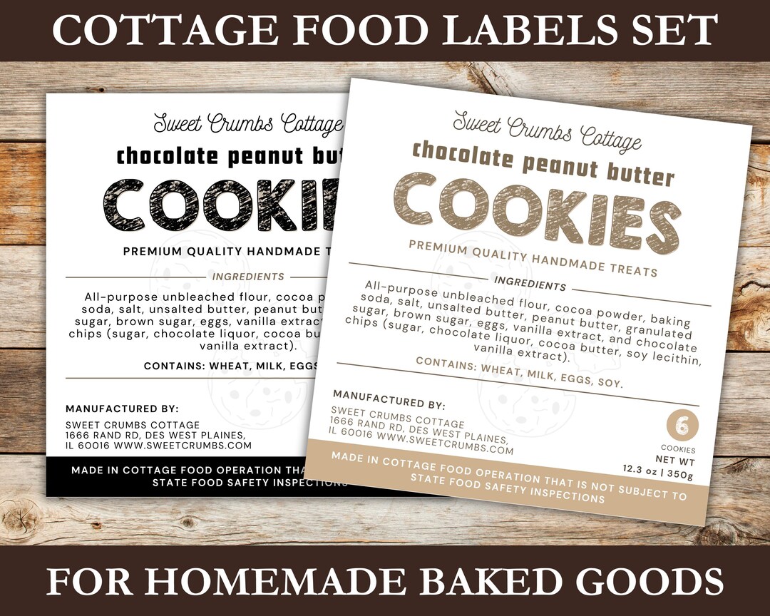 Editable Cottage Food Label, DIY Bakery Kitchen Ingredients Square ...