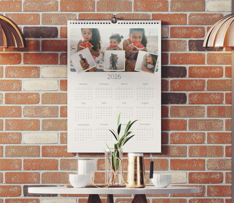 Editable Photo Calendar Template, 2026-year, One Page, Photo Wall ...