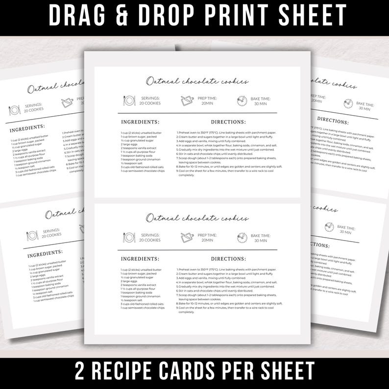 Editable Recipe Card Printable, Minimalist Kitchen Recipe Page ...