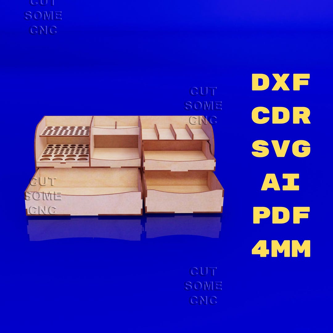 Desk Organizer DXF Pdf Cdr AI, Laser Cut File for Pencils Markers ...