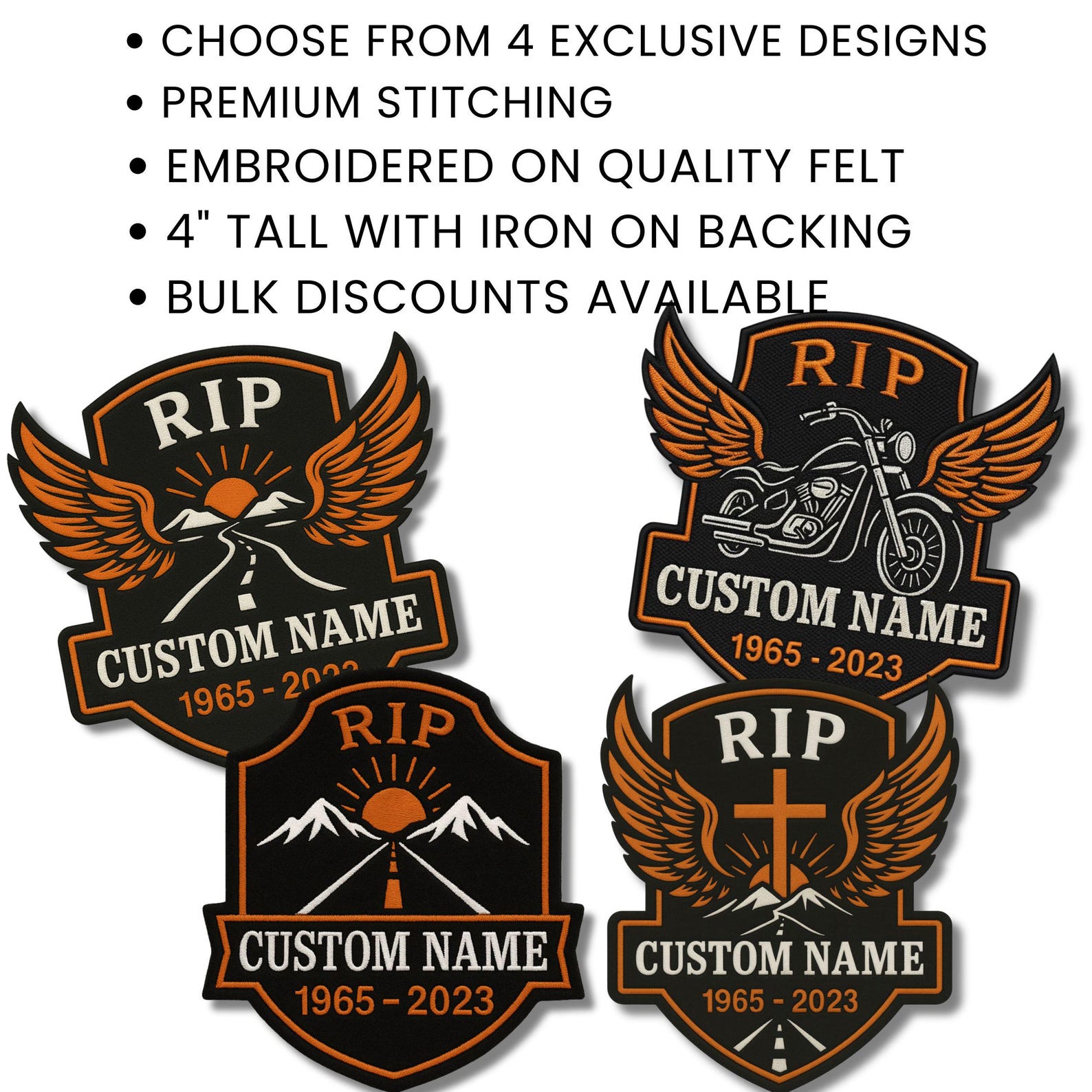 RIP Patch for Biker Jackets | Iron in Memorial Applique for Motorcycle ...