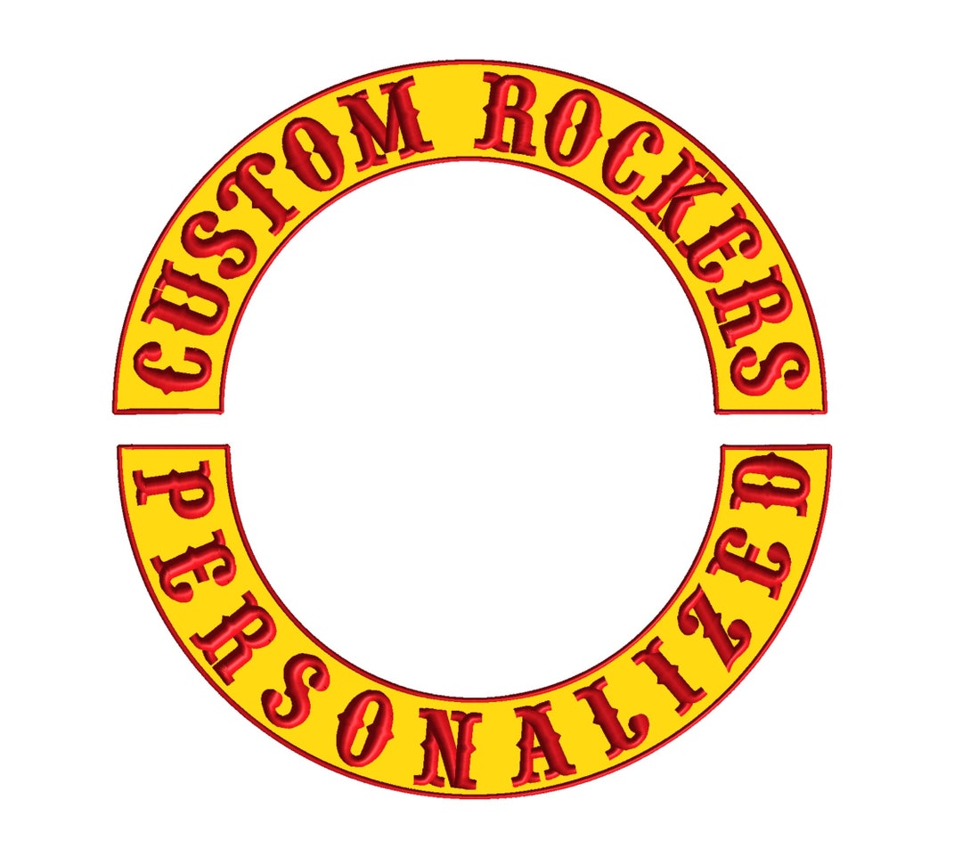 Custom Embroidered Rocker Patches - Top Bottom Rockers for Motorcycle ...