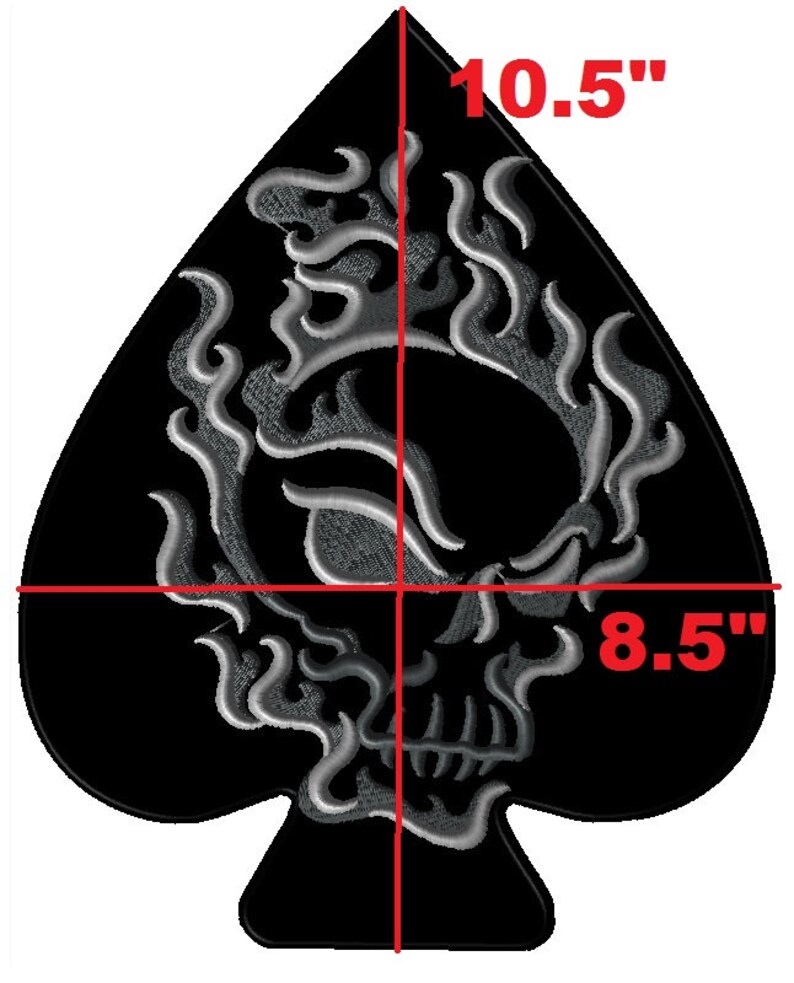 Flame Skull Spade Patch Gray and Silver Flames Iron on - Etsy