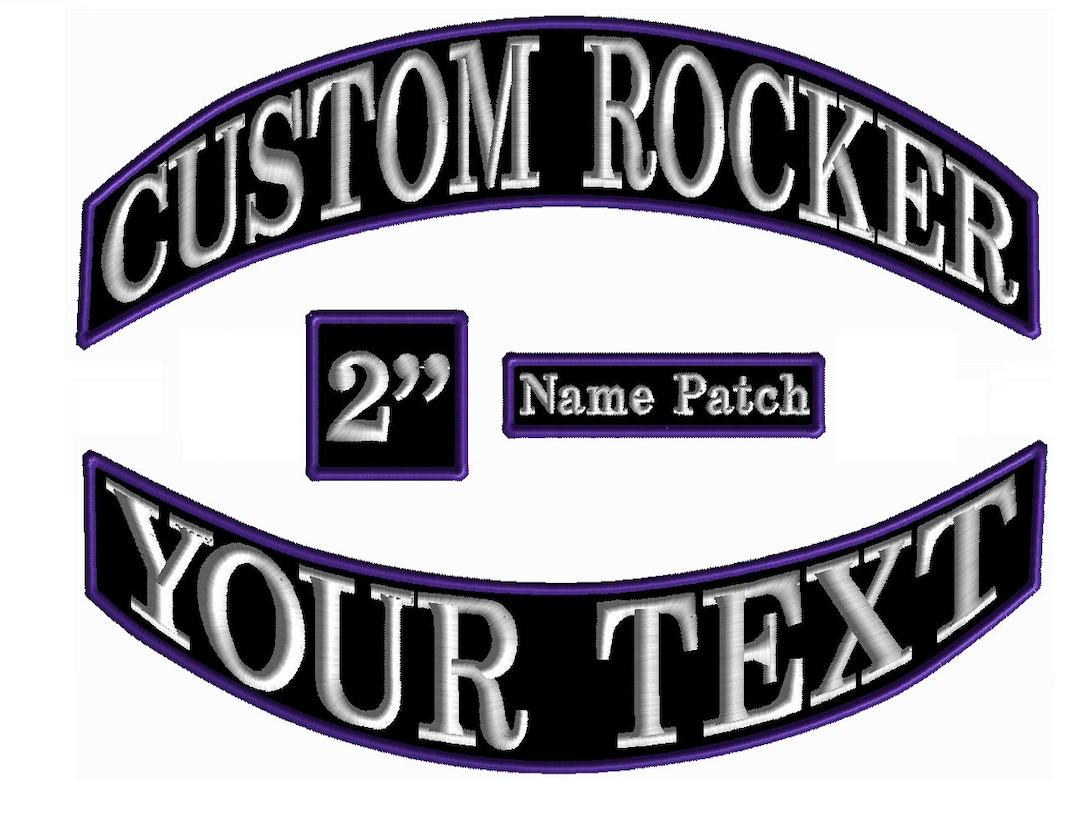 4 Piece Biker Patch Set Top & Bottom Rocker Square Name Tag Custom ...