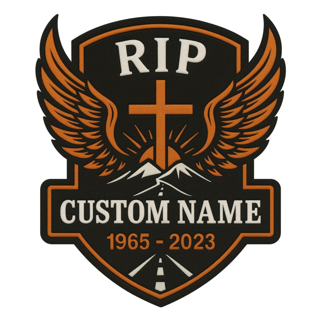 Custom RIP Memory Biker Patch Embroidered Memorial Iron on Cross ...