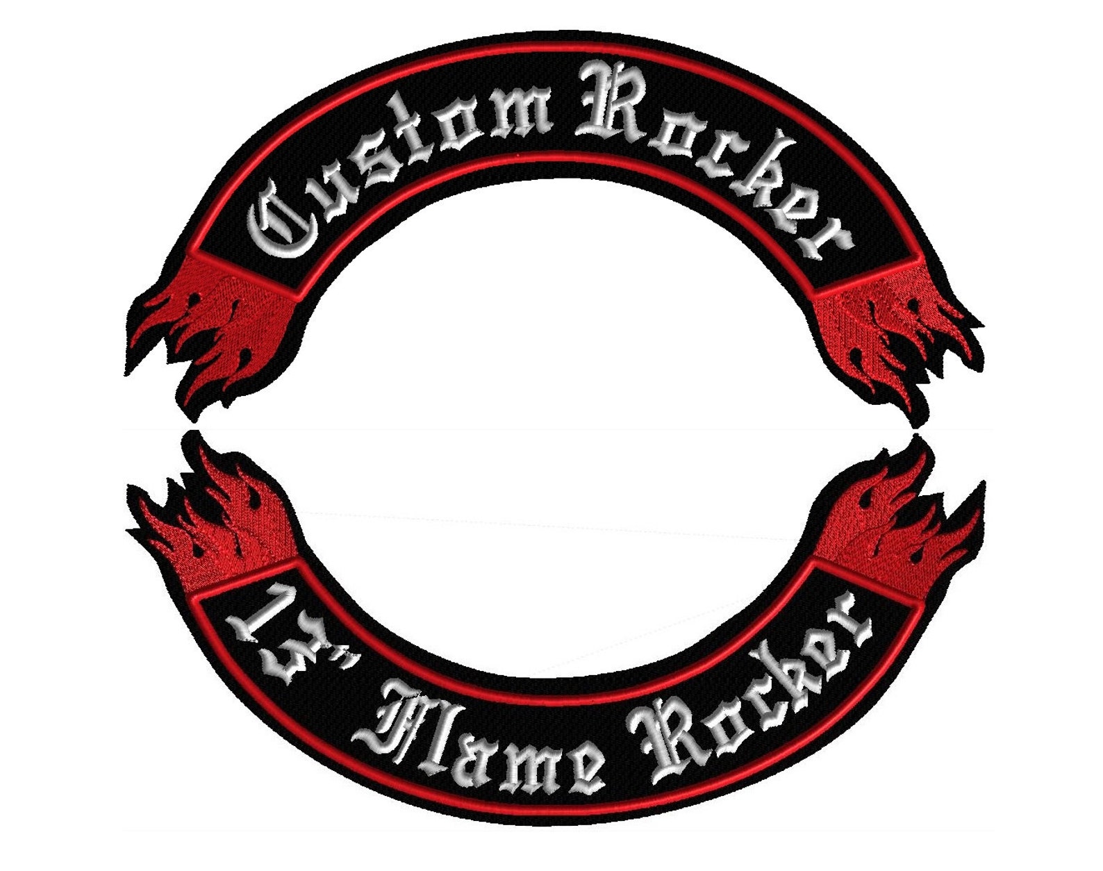 2 two Custom Embroidered Rocker Patches Patch Red Flame Set | Etsy