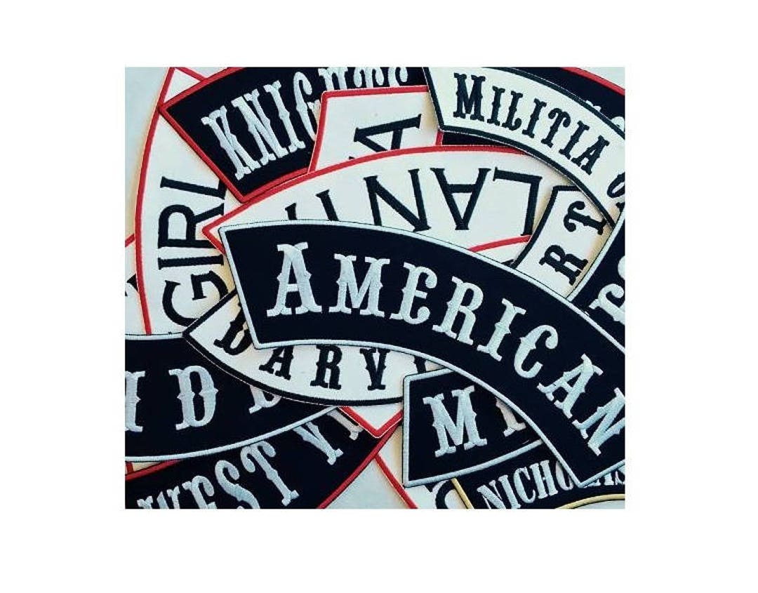 2 Piece Custom Embroidered Biker Patch Set Top Bottom Rocker - Etsy