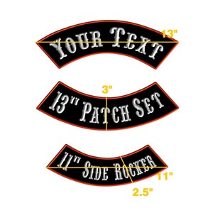 6 Piece Custom Embroidered Motorcycle Patches * Rockers * Banners * for ...