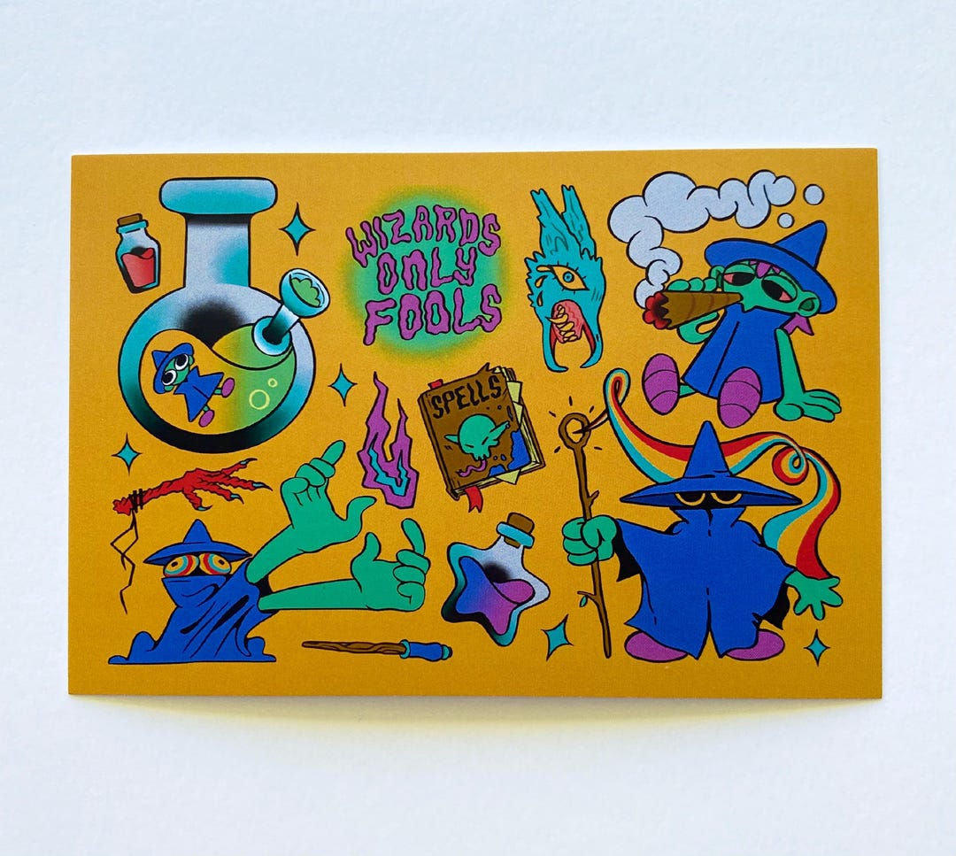Wizard Art Print | Bong Water Wizard | Stoner Wizarding Postcard - Etsy