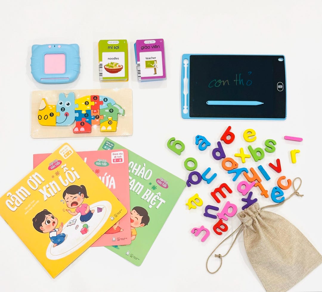 Vietnamese Learning Bundle: Flashcard Reader, Children Books, Puzzle ...