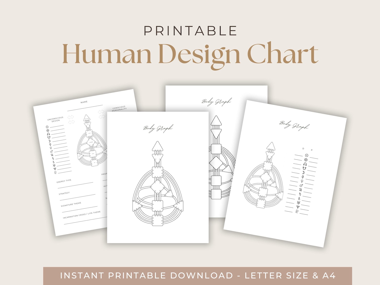 Human Design Chart Printable: Bodygraph Templates (A4/US Letter) - Etsy