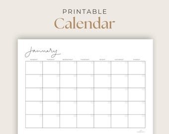 Printable Calendar Undated Monthly Planner Calendar Landscape Printable ...