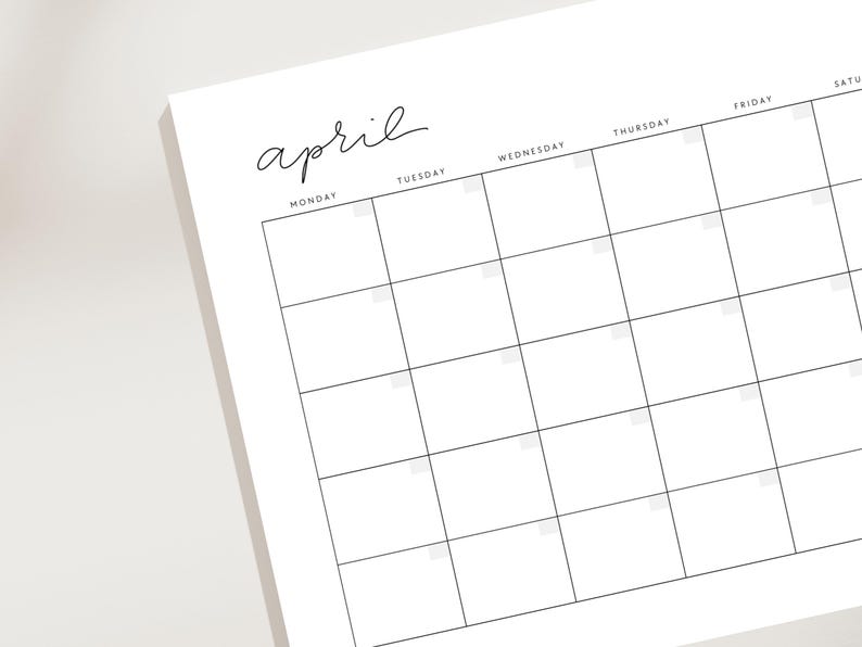 Undated Monthly Planner: Printable Landscape Calendar (PDF) - Etsy