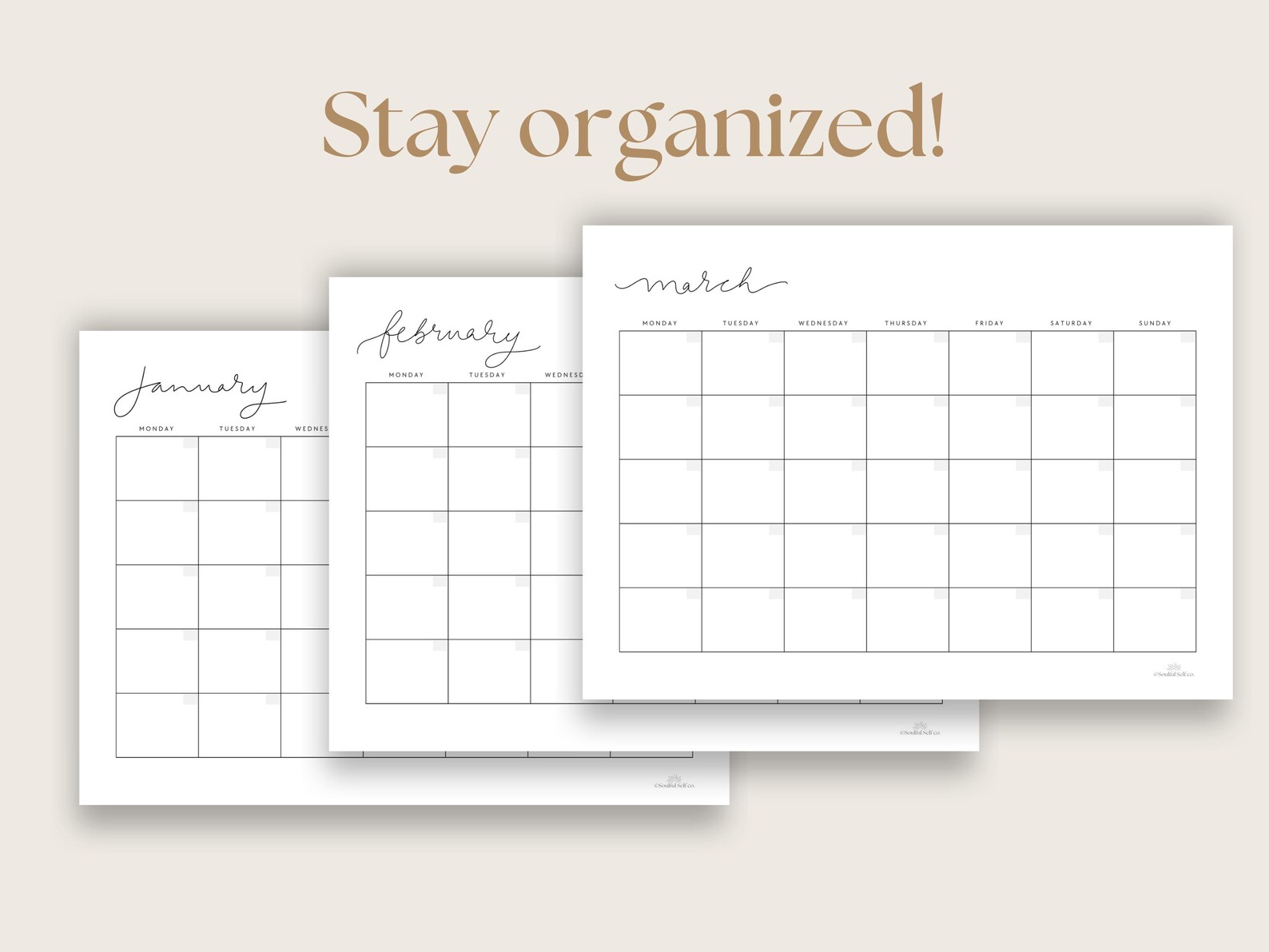 Undated Monthly Planner: Printable Landscape Calendar (PDF) - Etsy