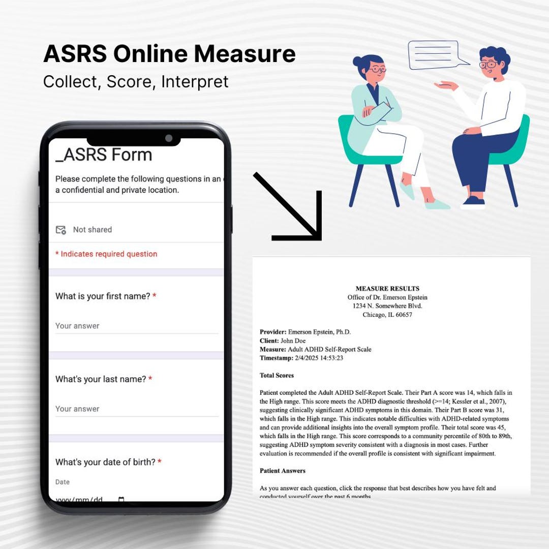 Adult ADHD Self-report Scale (ASRS) Google Form With Scoring and ...
