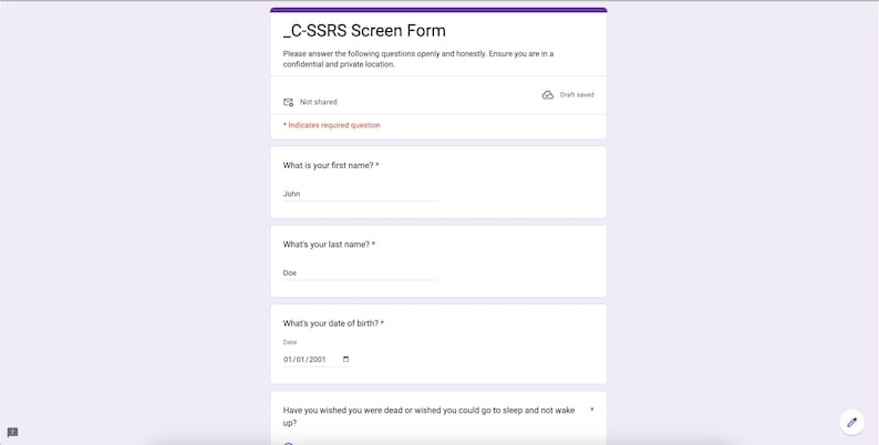 Columbia - Suicide Severity Rating Scale - Screen Version (c-ssrs ...