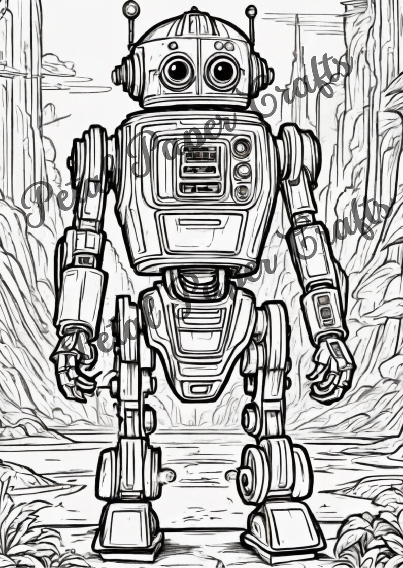 Robot Colouring Pages A4 Instant Download Mindfulness Relaxing Hobby ...