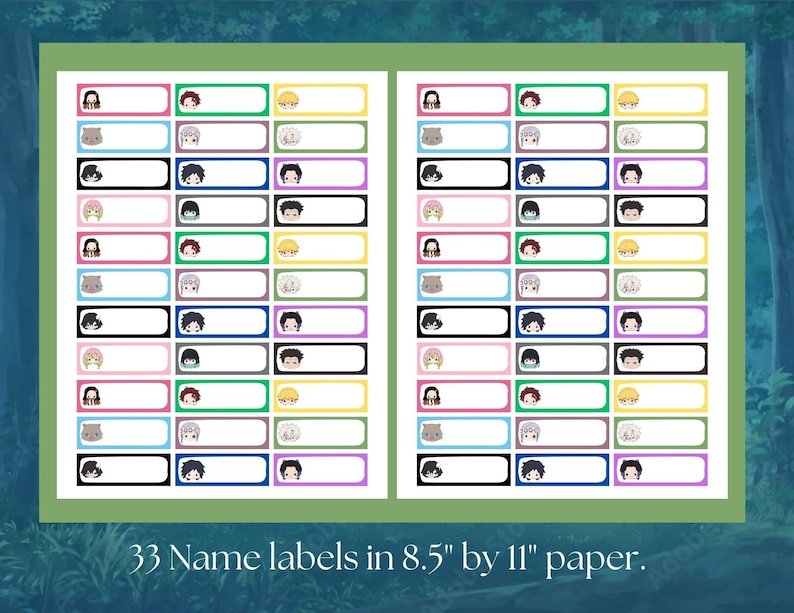 Easy Print & Edit Anime Themed: Demon Slayer Name Labels - Etsy