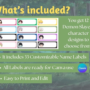 Easy Print & Edit Anime Themed: Demon Slayer Name Labels - Etsy