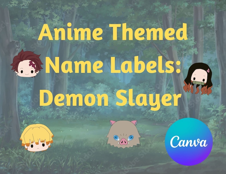Easy Print & Edit Anime Themed: Demon Slayer Name Labels - Etsy