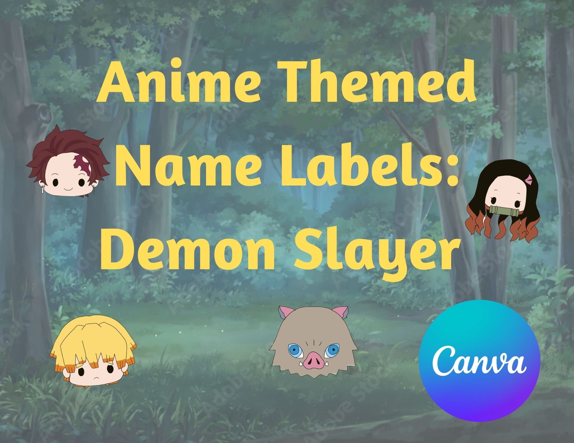 Easy Print & Edit Anime Themed: Demon Slayer Name Labels - Etsy