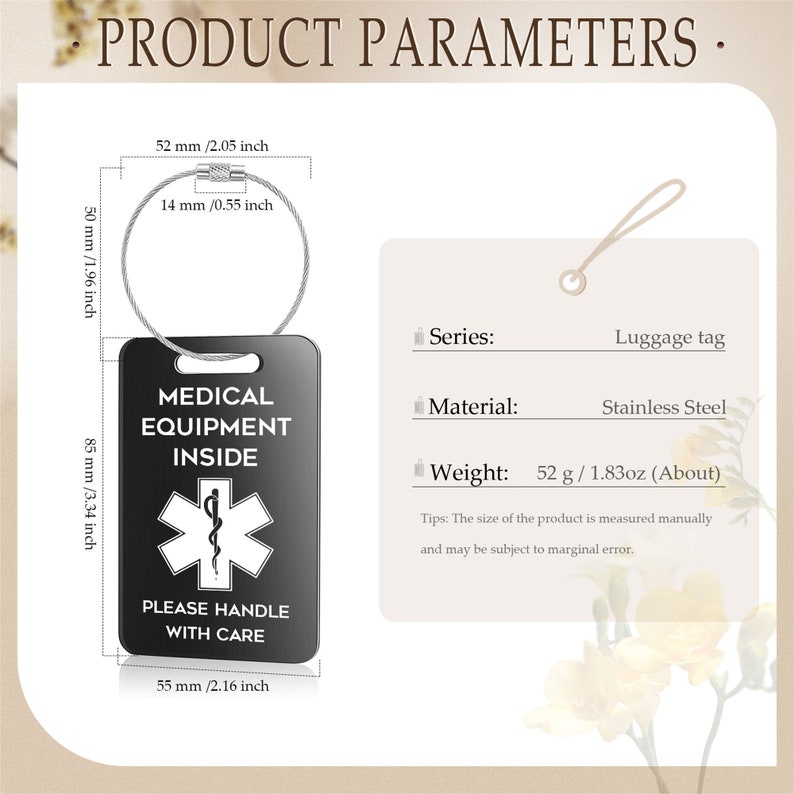 Personalized Medical Alert Luggage Tag,engraved Medical Alarm ID Tag ...