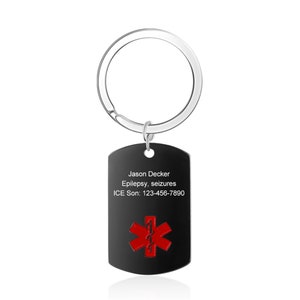 Personalized Medical Alert Keychain for Men and Women,medical ID Tag ...
