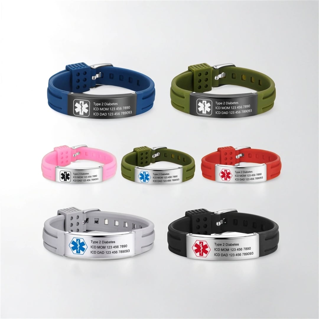 Personalized Medical Alert ID Bracelet,silicone Sports Wristband ...