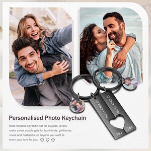 Personalized Engraved Heart Couple Keychain Set,custom Photo Keychain ...