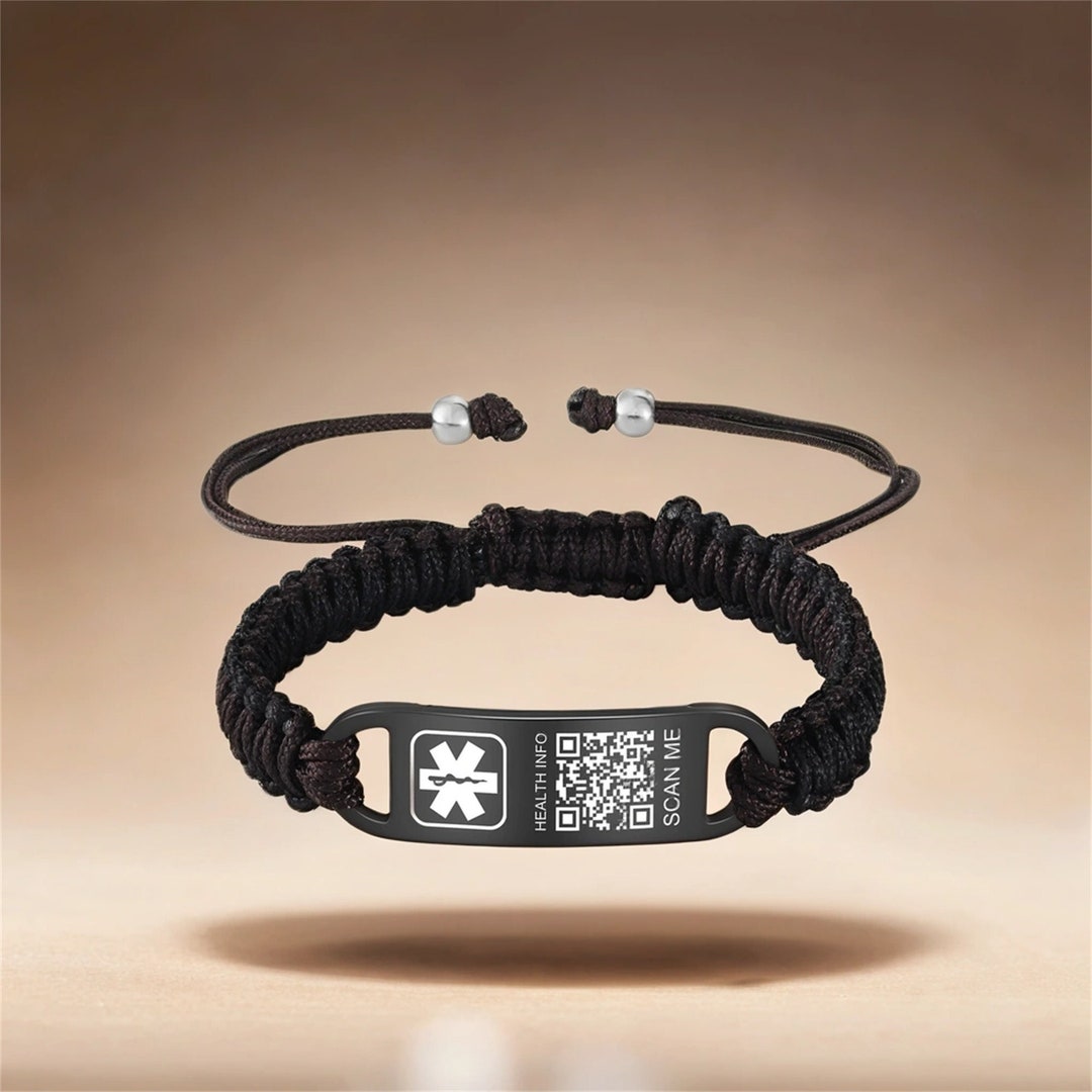Personalized QR Code Medical Alert Bracelet,woven Rope Extendable ...