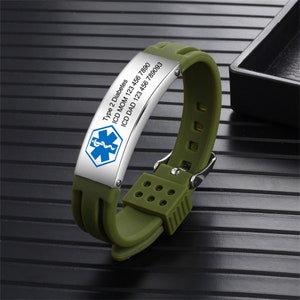 Personalized Medical Alert ID Bracelet,silicone Sports Wristband ...