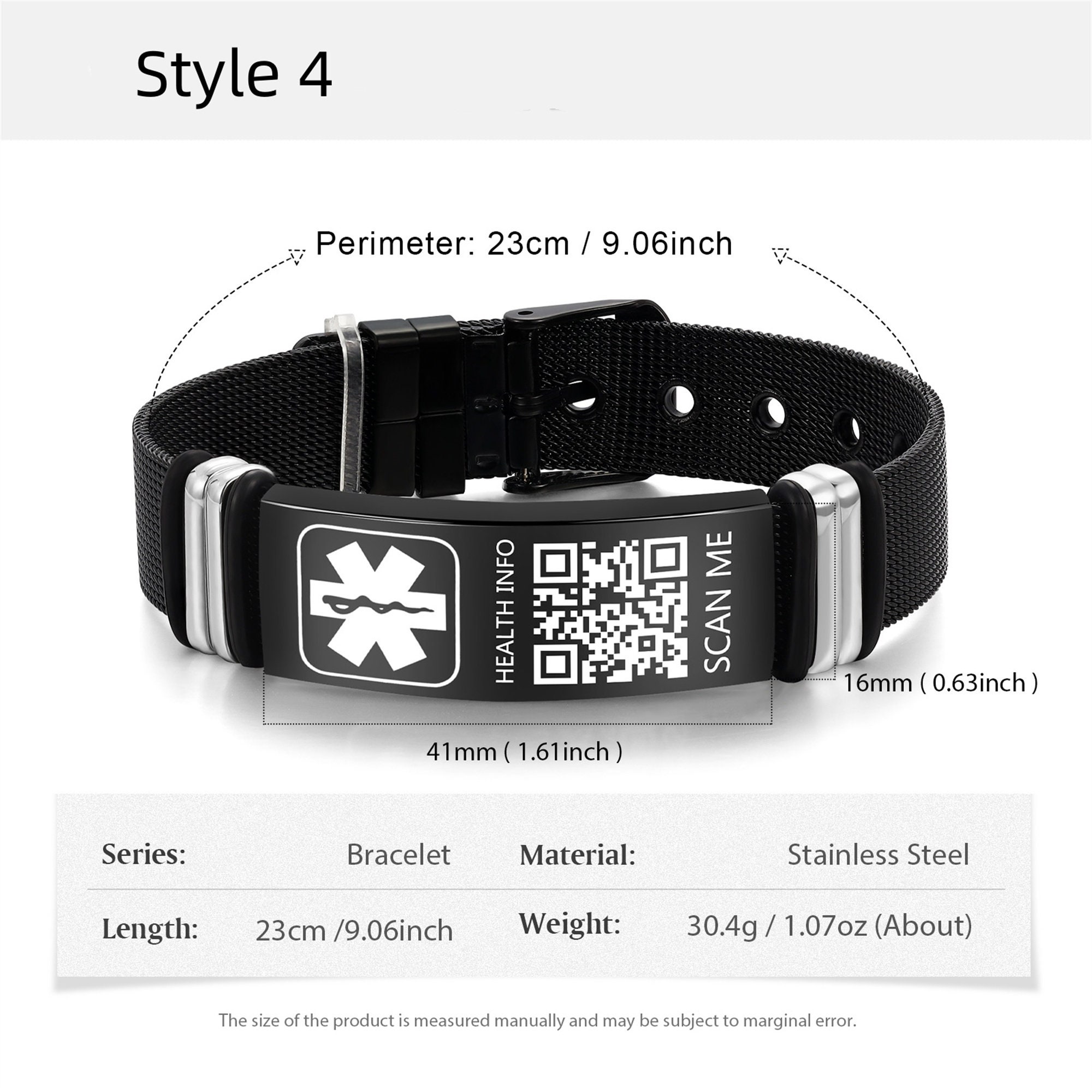 Personalized QR Code Medical Alert Bracelet,woven Rope Extendable ...