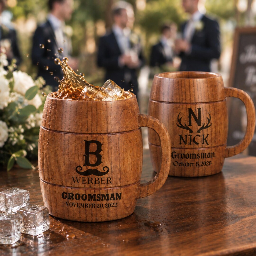 Personalized Wooden Beer Mug,custom Engraved Beer Stein,groom Gift ...
