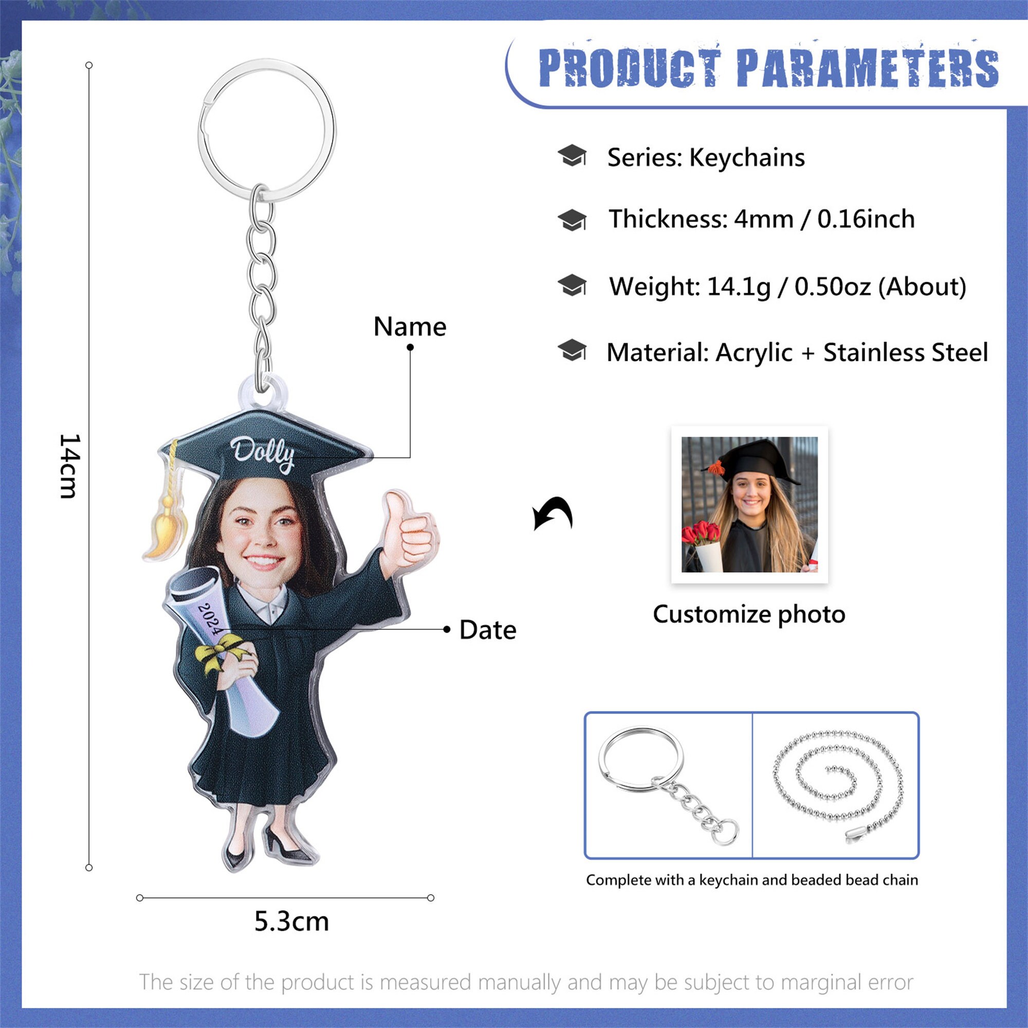 Personalized Graduation Photo Keychain,acrylic Graduation Pendant ...