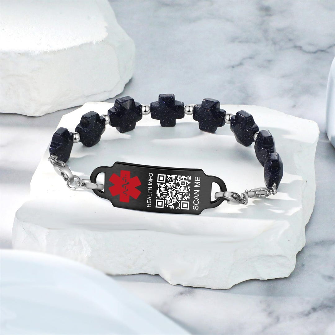 Personalized QR Code Medical Alert Bracelet,cross Medical Bracelet ...
