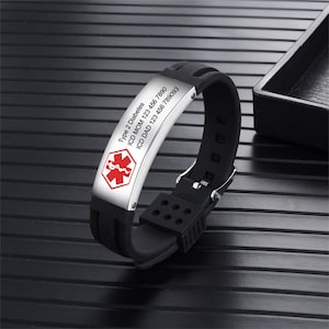 Personalized Medical Alert ID Bracelet,silicone Sports Wristband ...