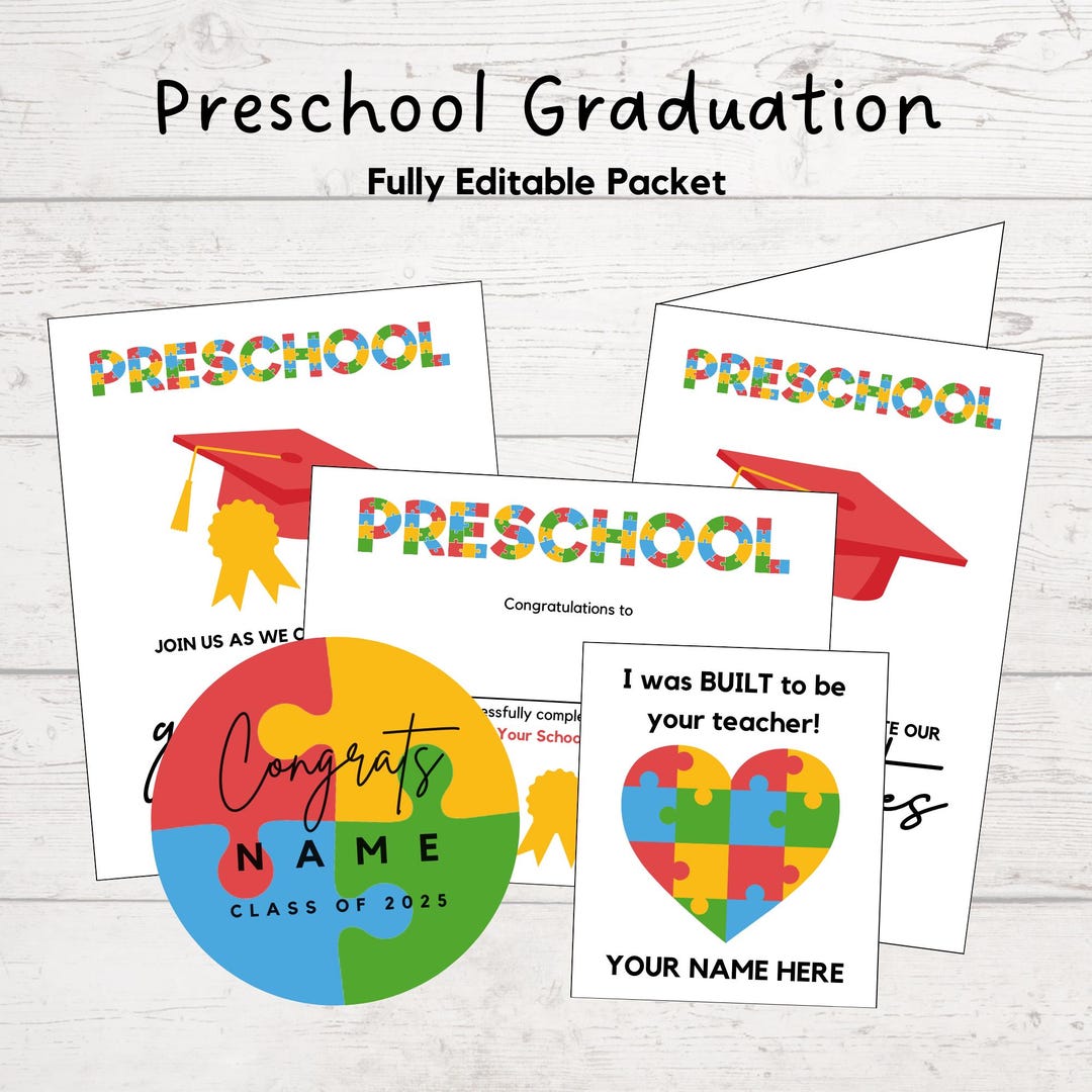 Preschool Graduation Packet, Editable Templates, Pre-k Grad Canva ...