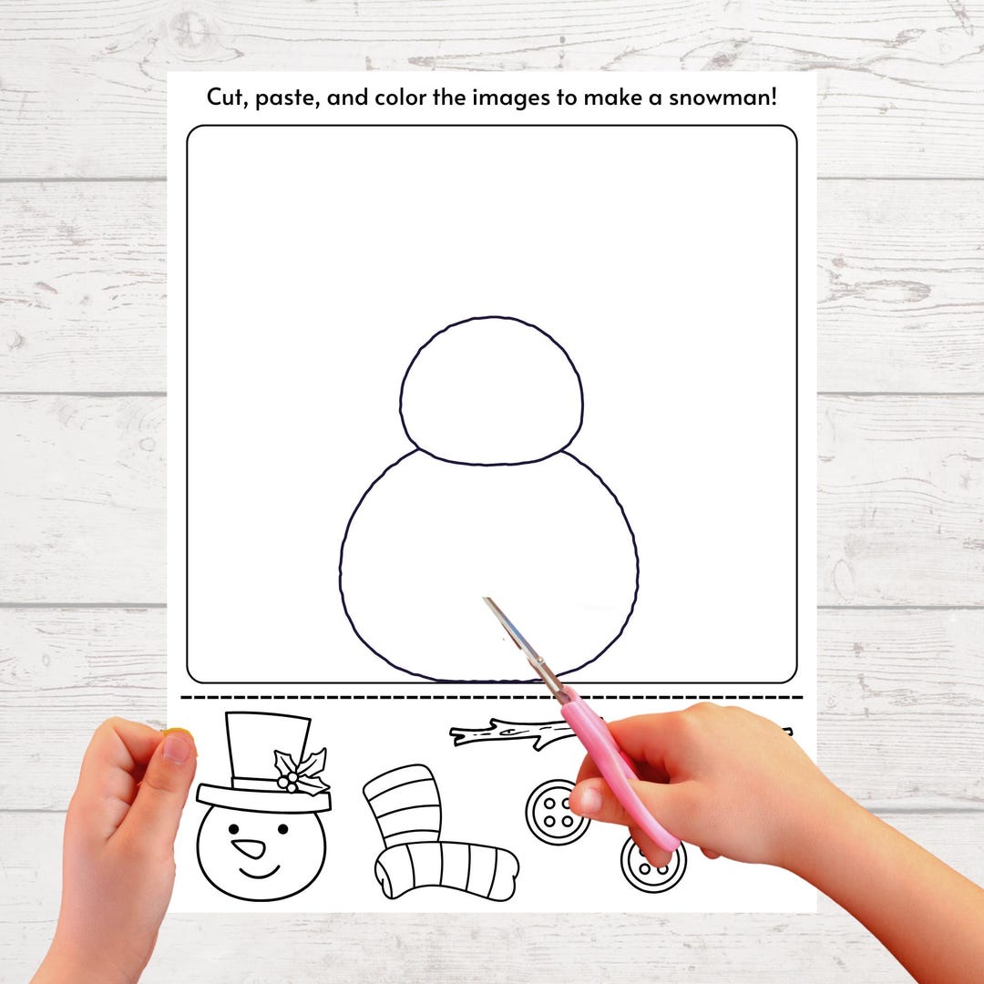 Cut and Paste Snowman, Christmas Cut and Paste, Cut and Paste Activity ...