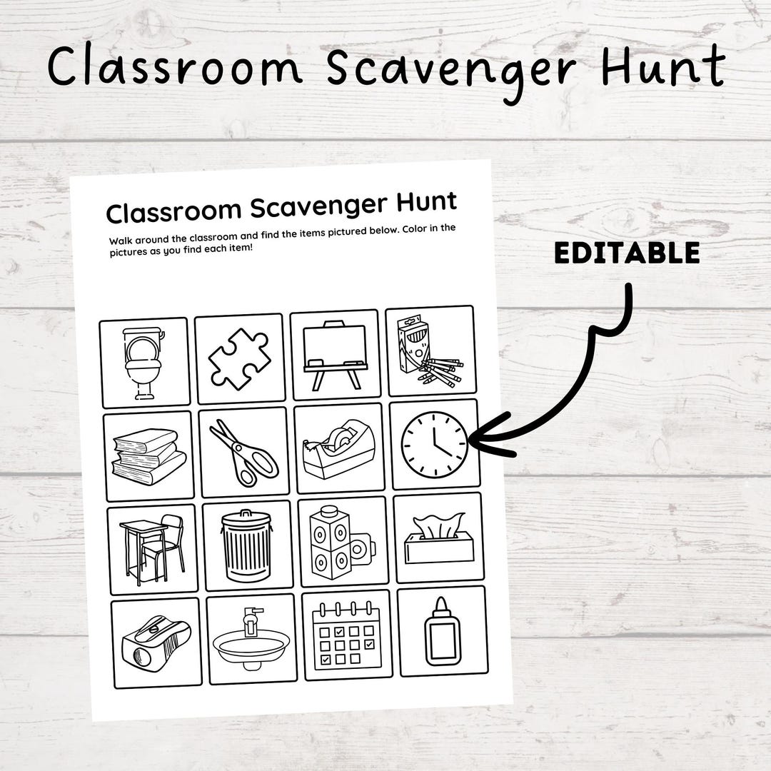 Classroom Scavenger Hunt, Back to School Scavenger Hunt, Editable ...