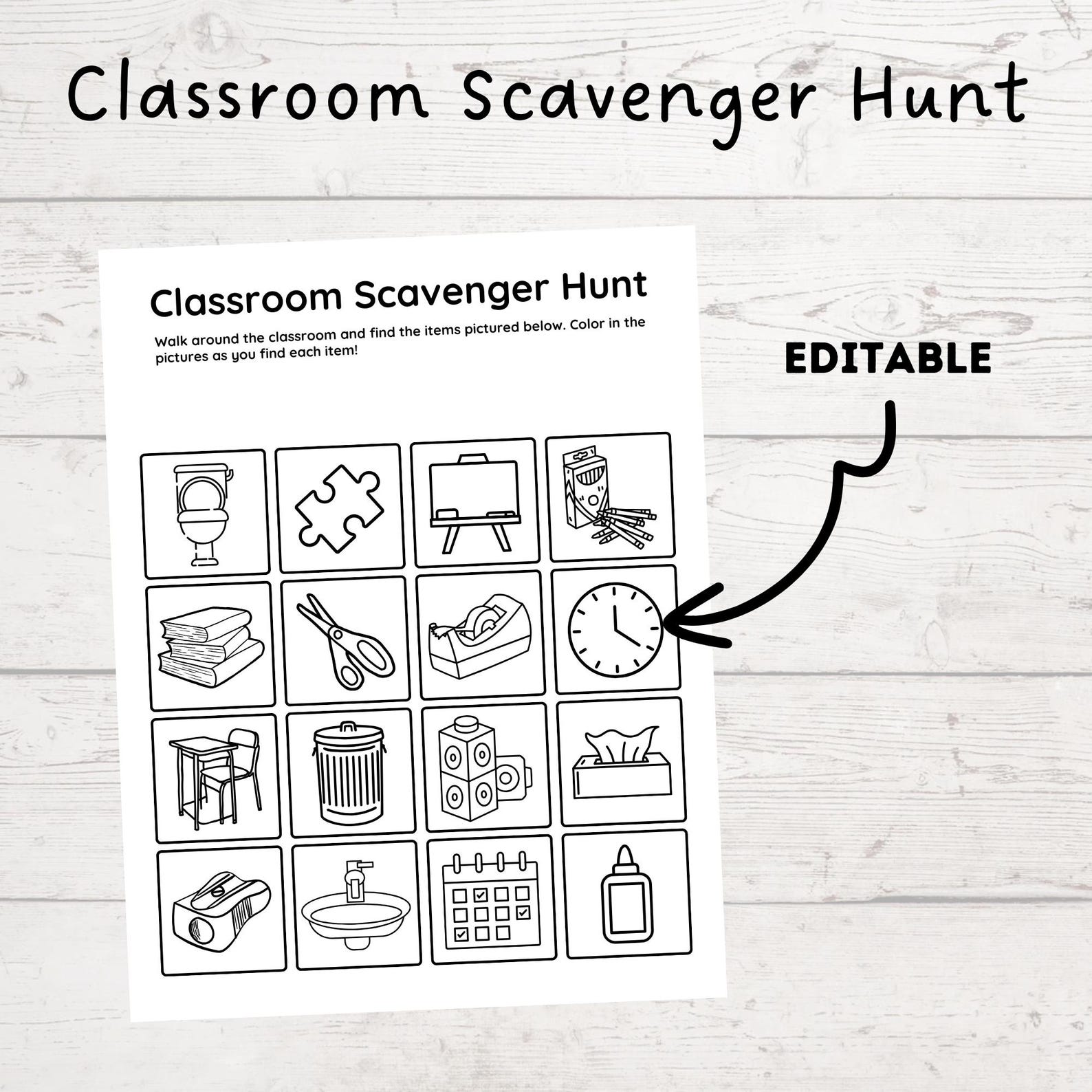 Classroom Scavenger Hunt, Back to School Scavenger Hunt, Editable ...