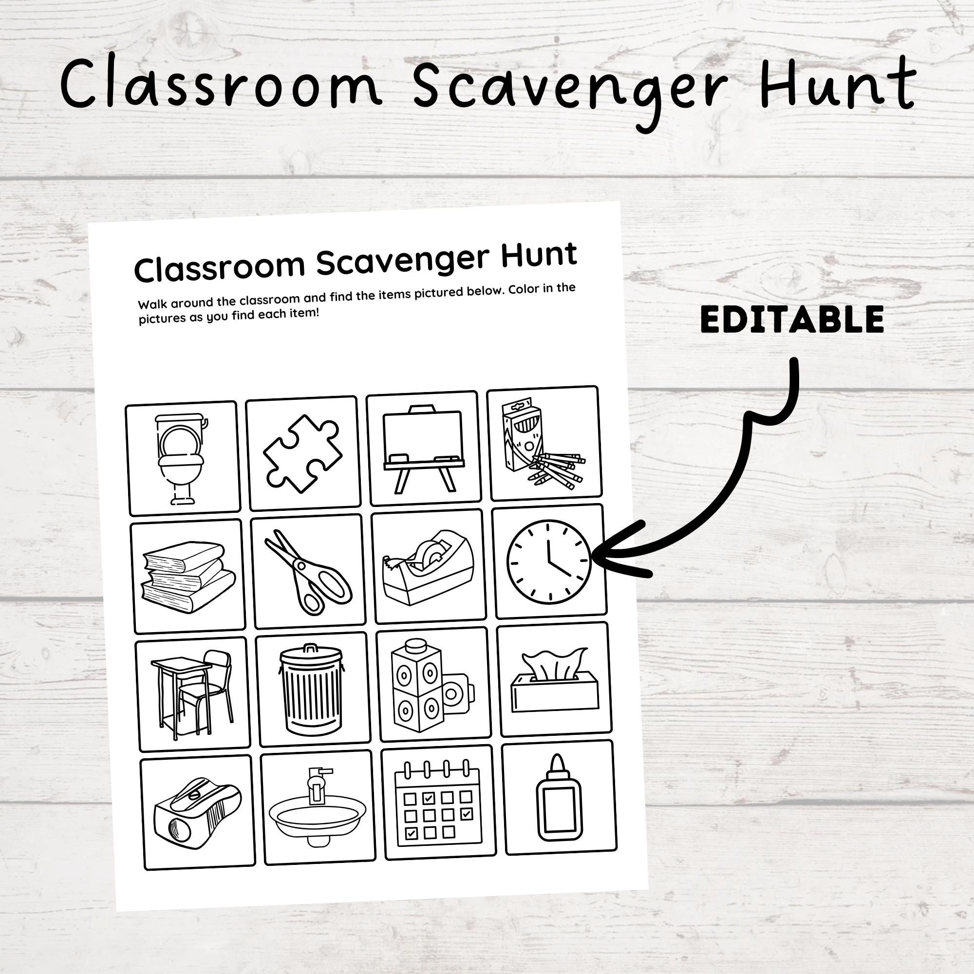 Classroom Scavenger Hunt, Back to School Scavenger Hunt, Editable ...